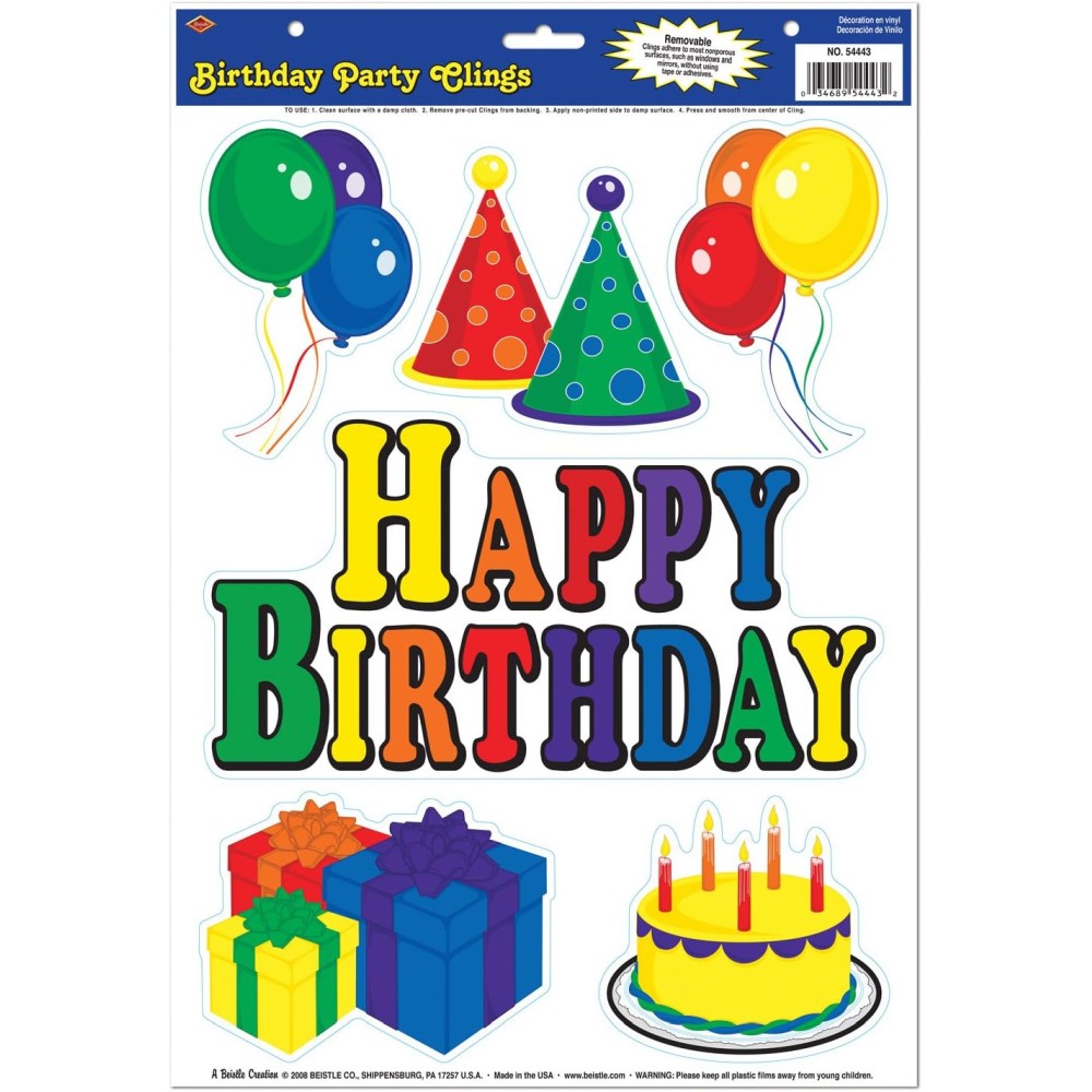 Birthday Party Window Clings: Party at Lewis Elegant Party Supplies ...