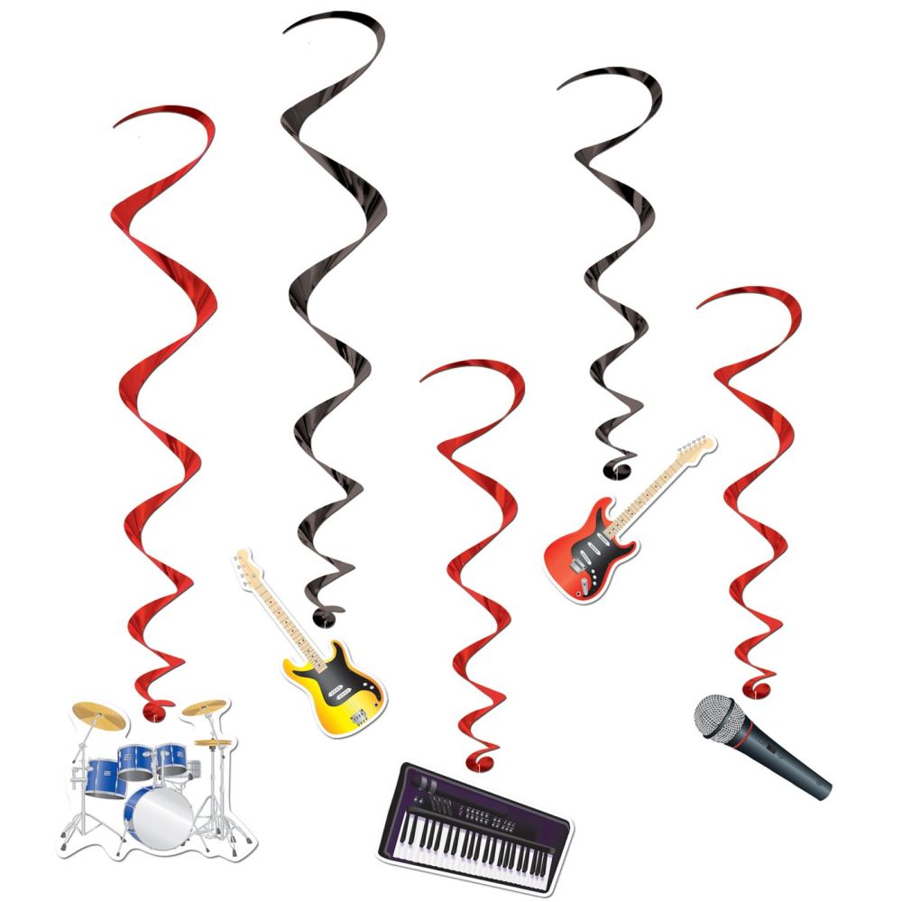 Rock N Roll Band Instruments Hanging Whirl Decorations #1: Party at ...
