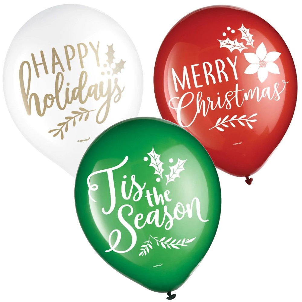 Traditional Christmas 12-inch Latex Balloons: Party at Lewis Elegant ...