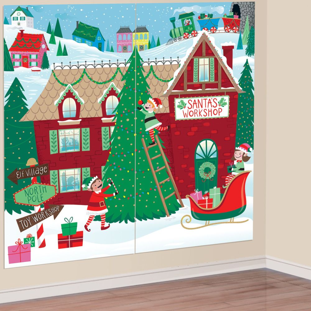 Santa's Workshop Scene Setter Backdrop: Party at Lewis Elegant Party ...