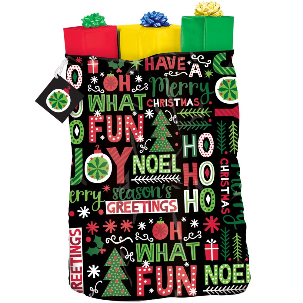 Joyful Holiday Plastic Jumbo Gift Sack: Party at Lewis Elegant Party ...