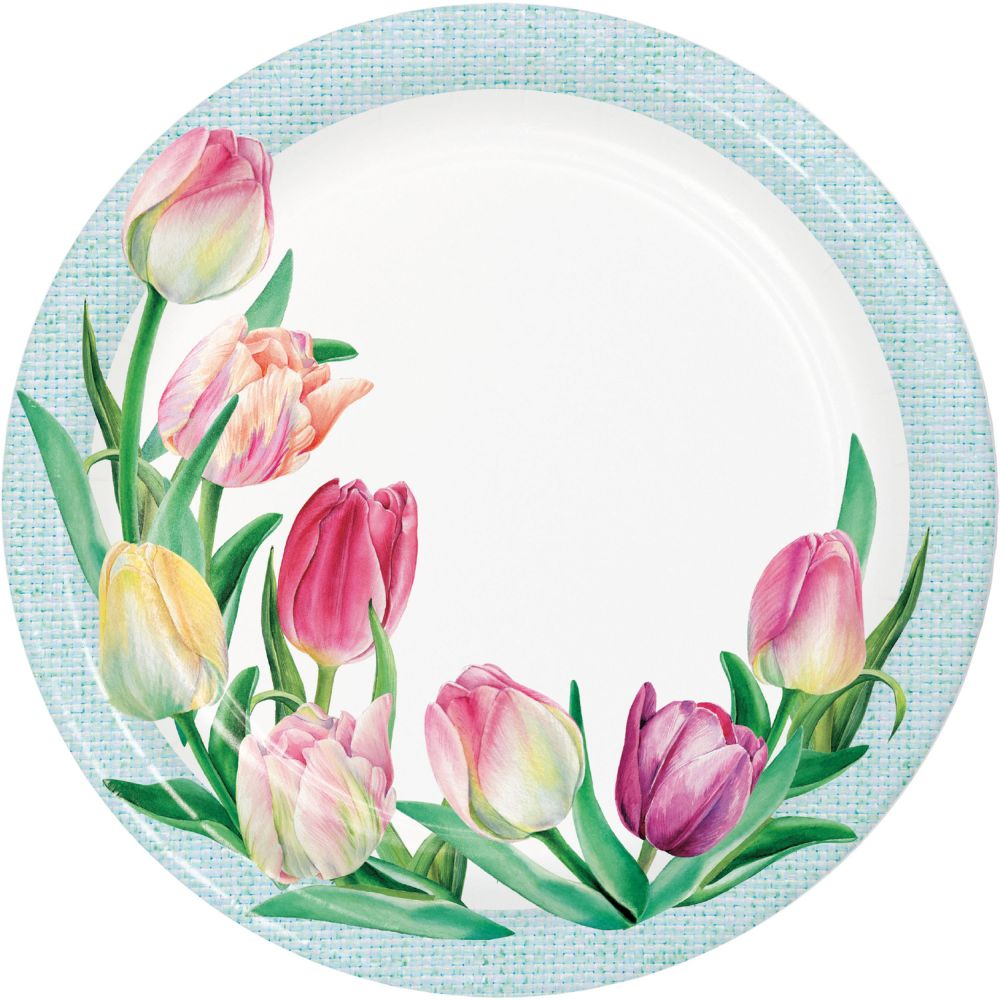 Tulip Wreath 7-inch Plates: Party at Lewis Elegant Party Supplies ...