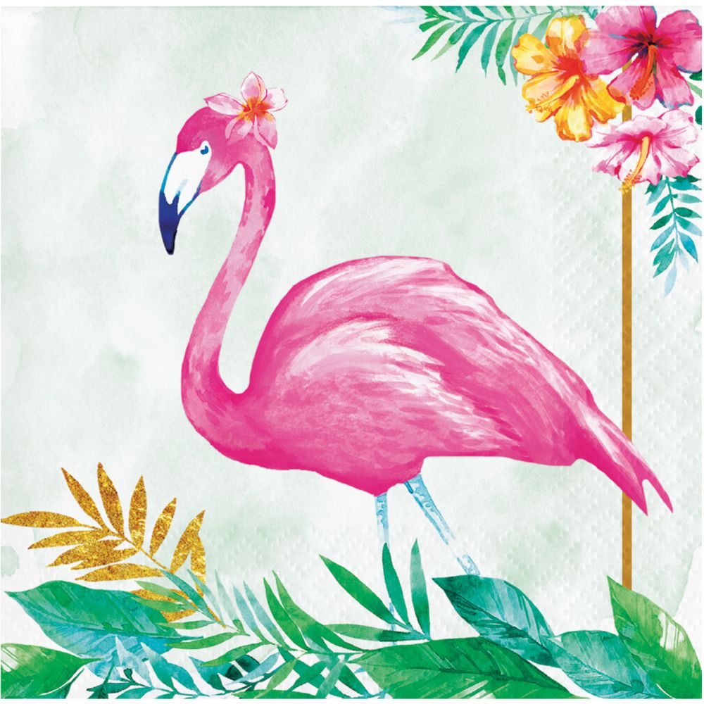 Flamingo Floral Beverage Napkins: Party at Lewis Elegant Party Supplies ...
