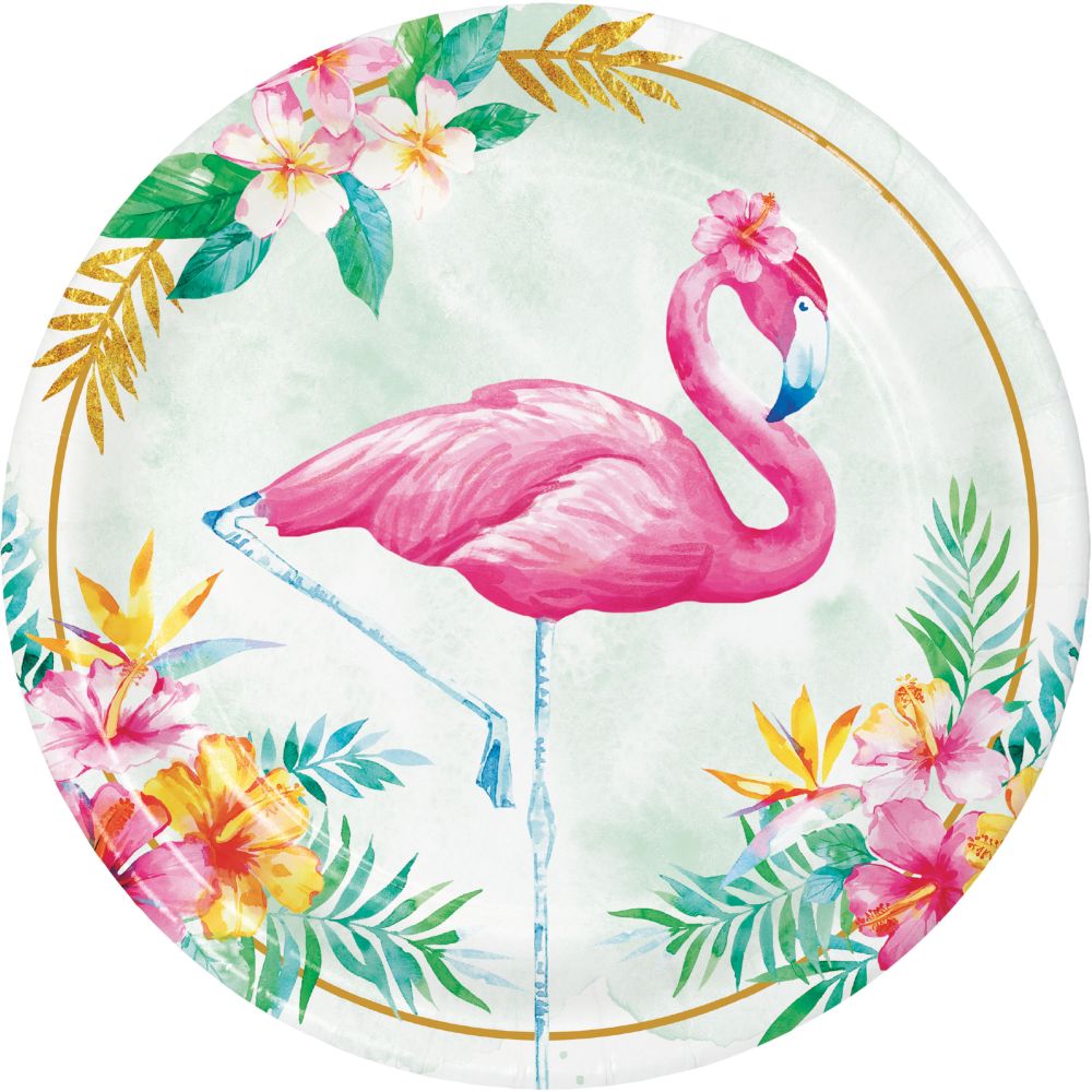 Flamingo Floral 9-inch Plates: Party at Lewis Elegant Party Supplies ...