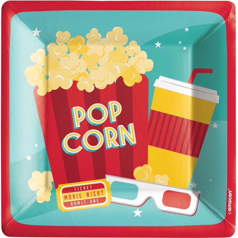 Movie Night 7-inch Square Dessert Plates: Party at Lewis Elegant Party ...