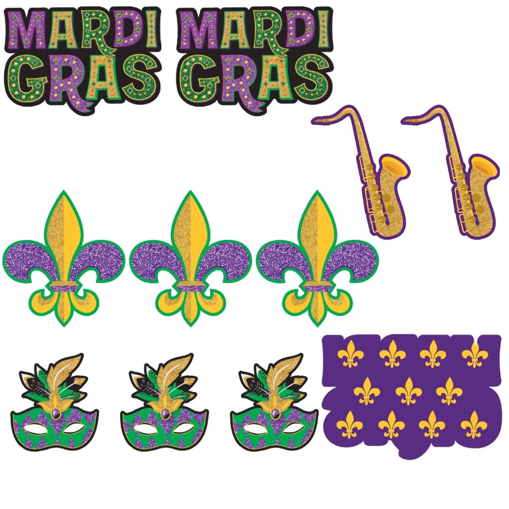 Mardi Gras Mini Cutout Assortment: Party at Lewis Elegant Party ...