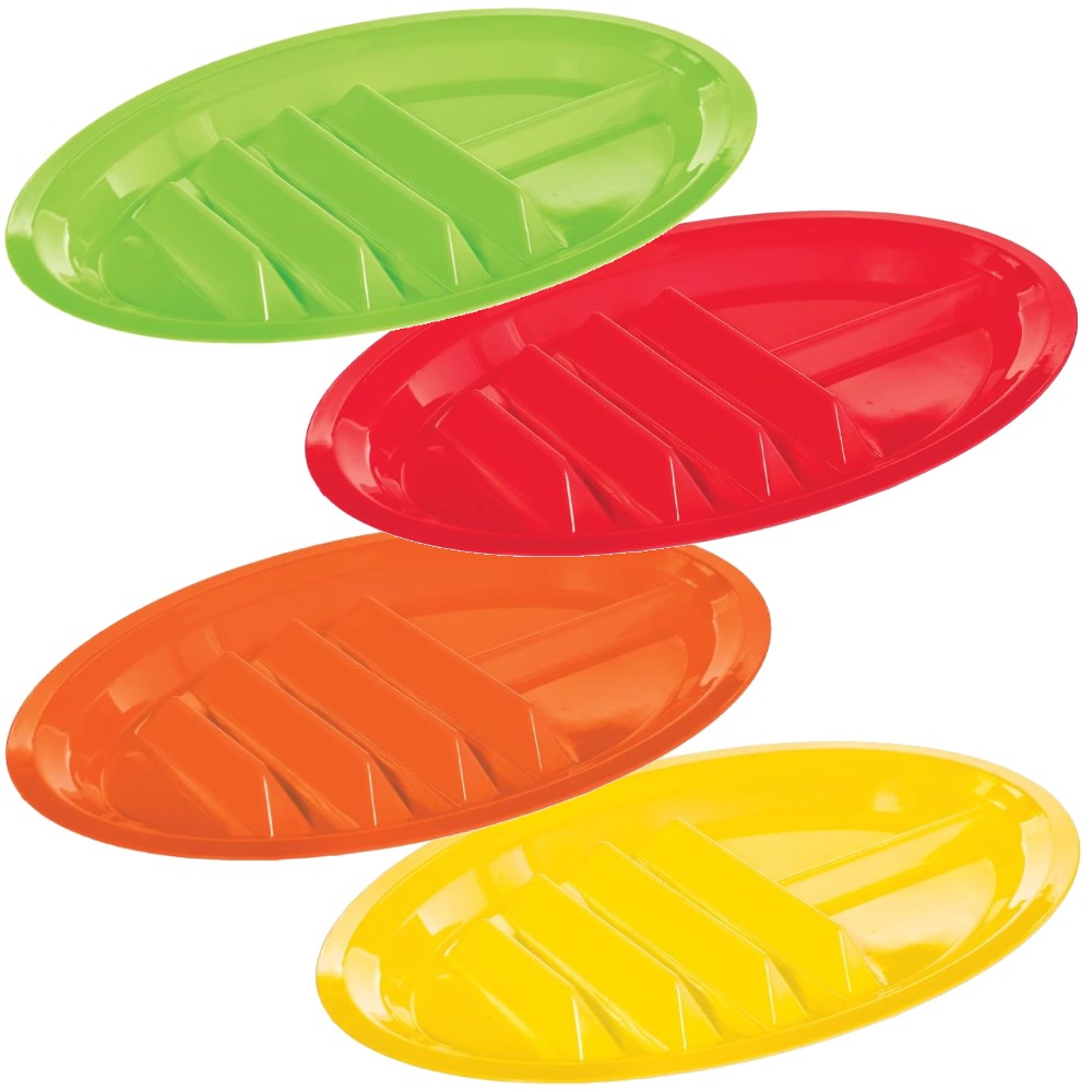 Fiesta 12.5-inch Divided Plastic Plates w/ Taco Holders Assorted Colors ...