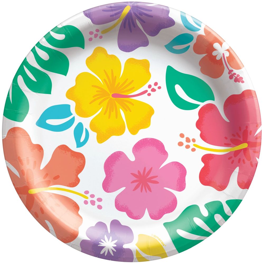 Summer Hibiscus 8.5-inch Plates Bulk Pack: Party at Lewis Elegant Party ...