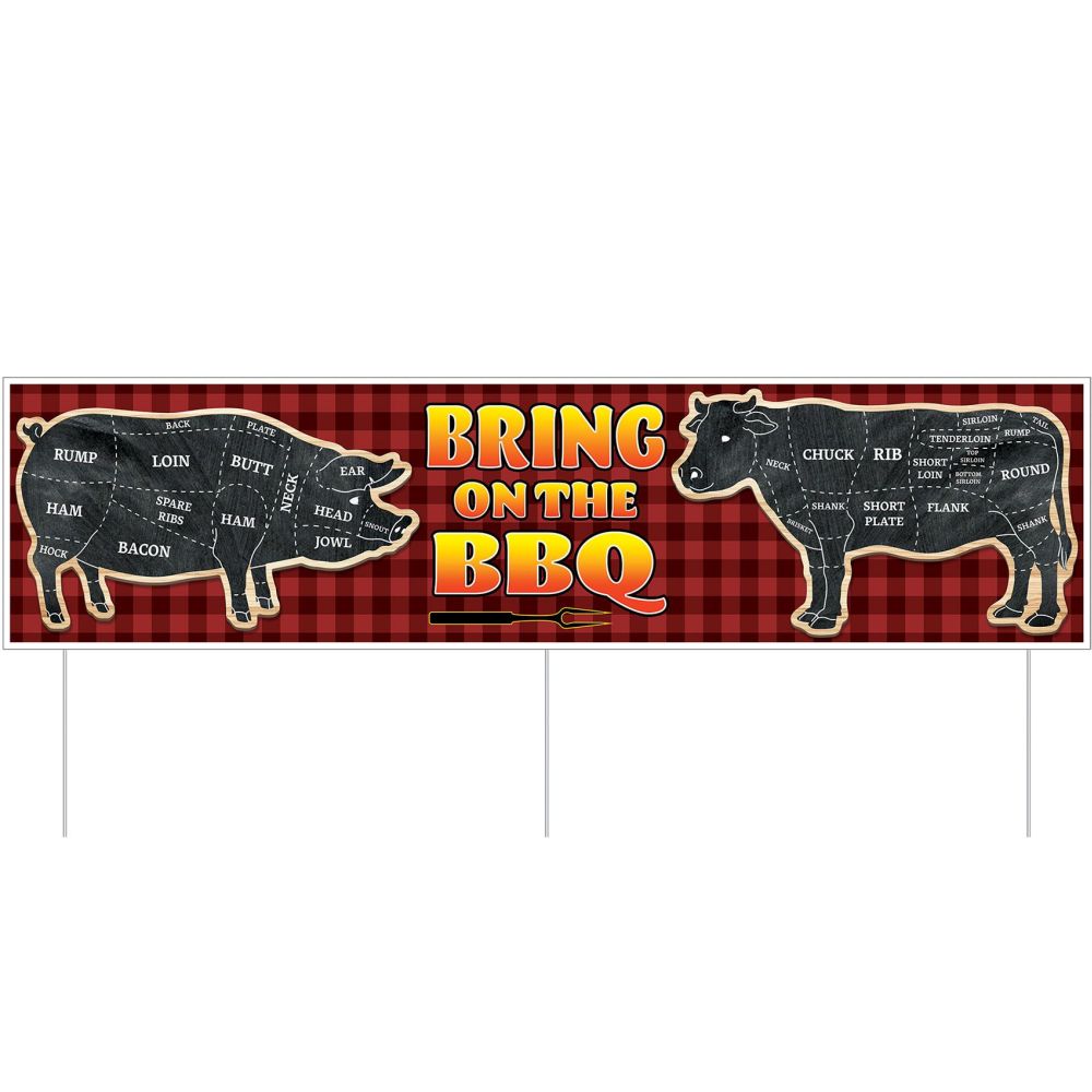 Bring On The BBQ Plastic Jumbo Yard Sign: Party at Lewis Elegant Party ...
