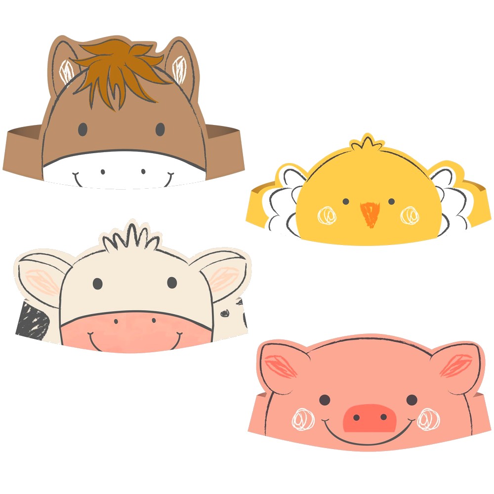 Barnyard Animals Paper Crowns: Party at Lewis Elegant Party Supplies ...