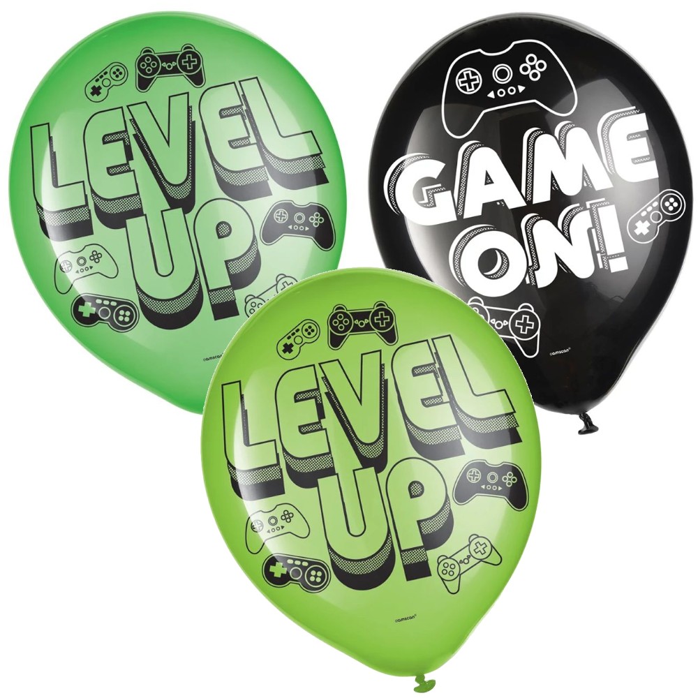 Gaming Party Level Up 12-inch Latex Balloons: Party at Lewis Elegant ...