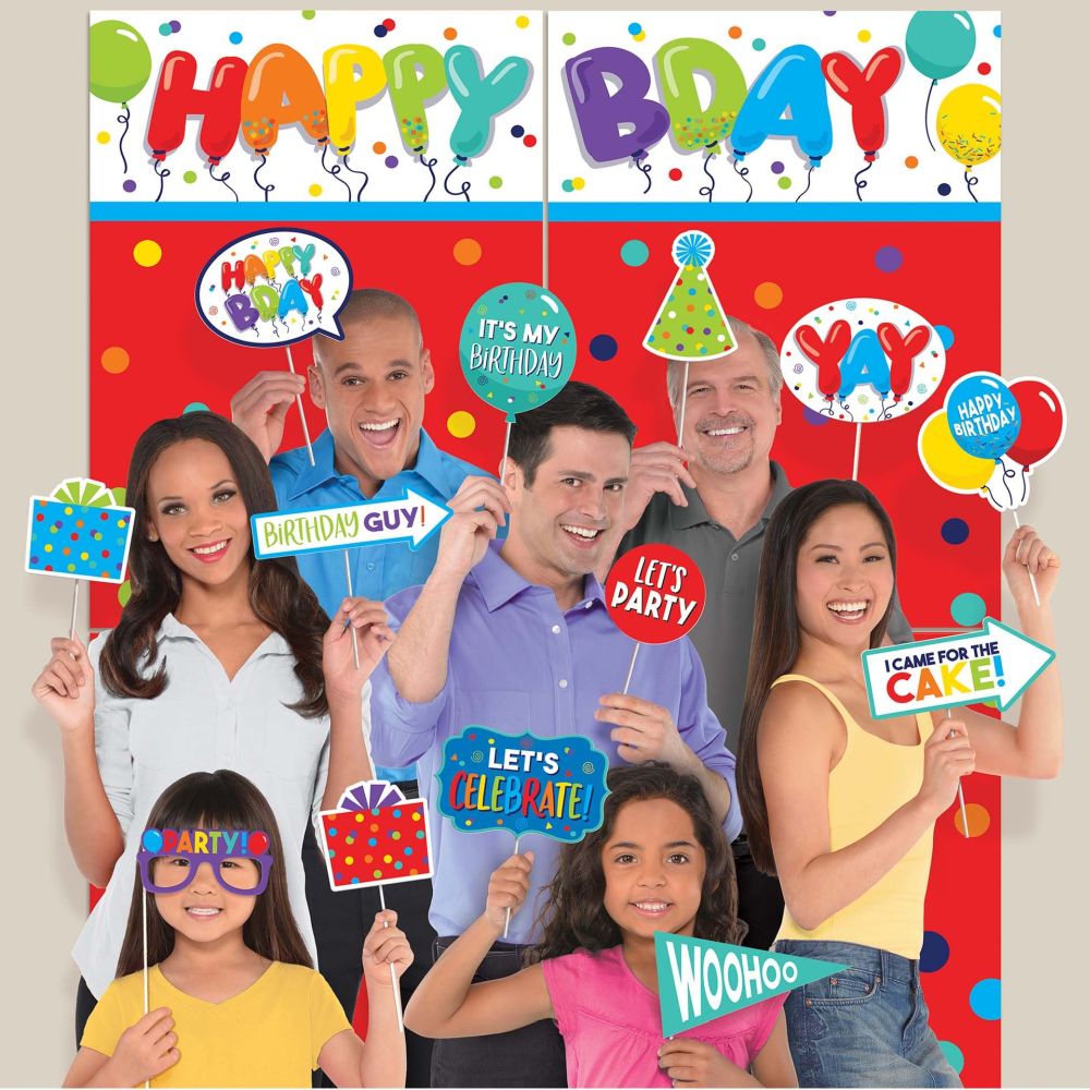 Birthday Celebration Scene Setter with Photo Props: Party at Lewis ...