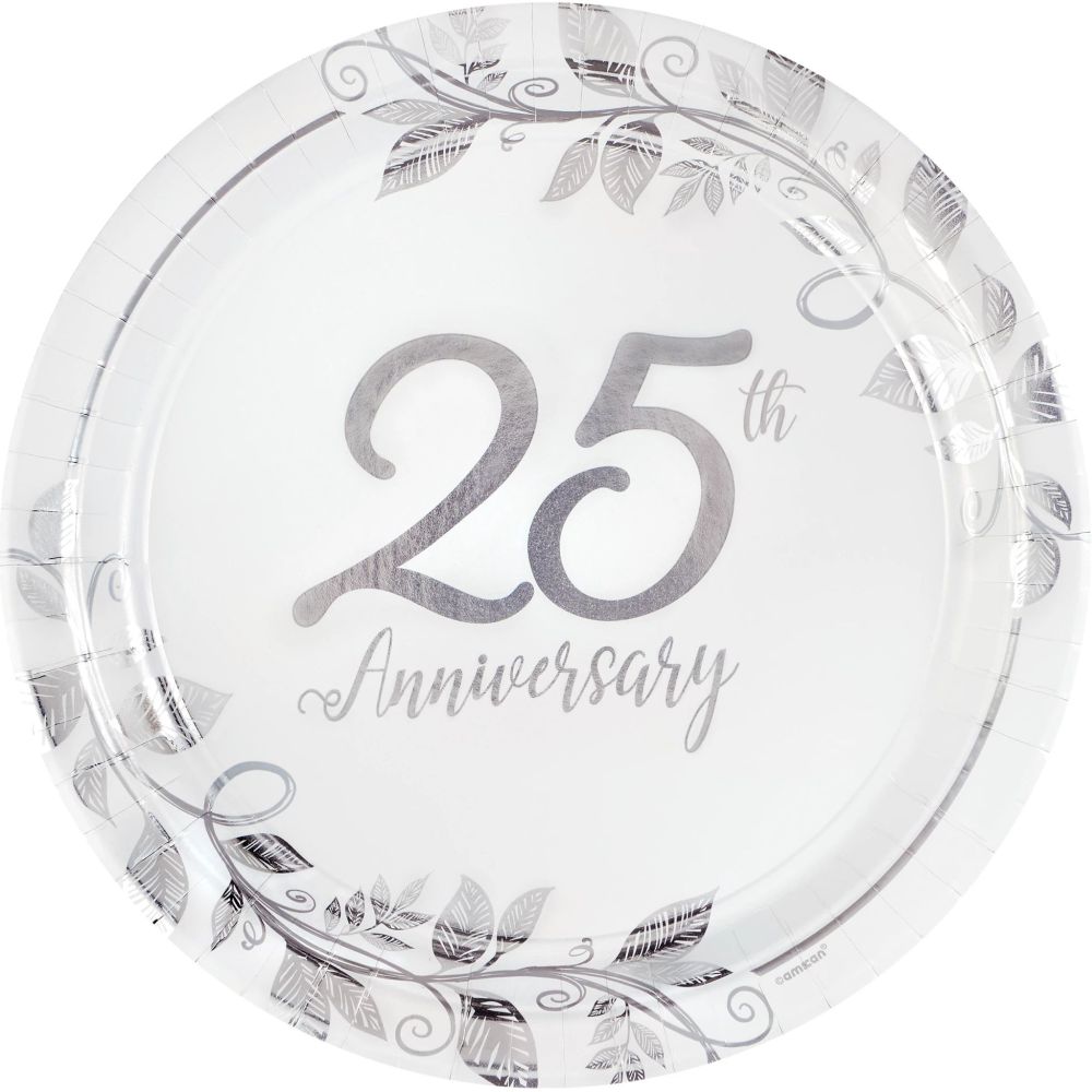 25th Anniversary 10.5-inch Metallic Plates: Party at Lewis Elegant ...