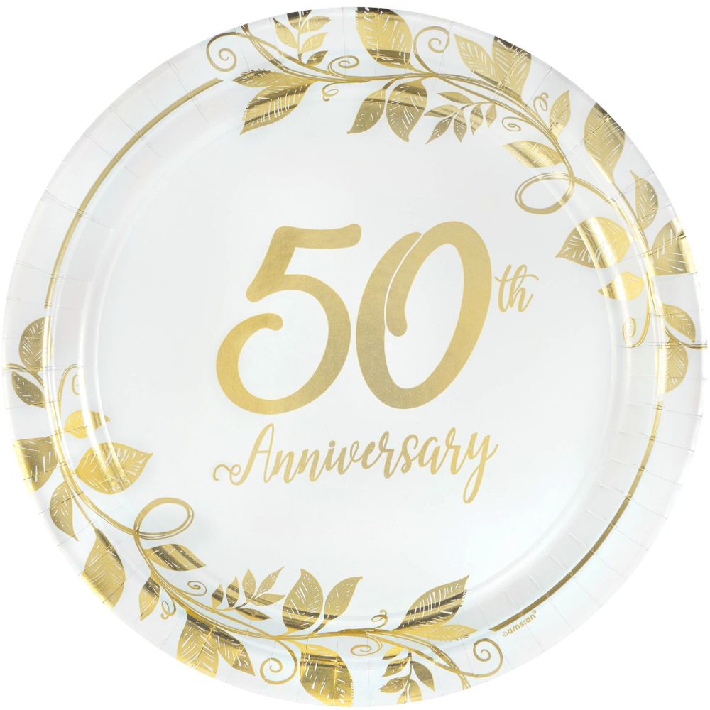 50th Anniversary 10.5-inch Metallic Plates: Party at Lewis Elegant ...