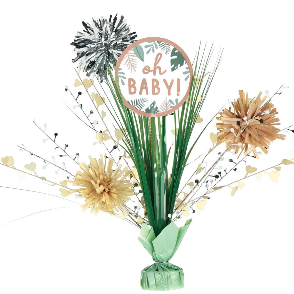 Soft Jungle Hello Baby Tinsel Burst Centerpiece: Party at Lewis Elegant ...