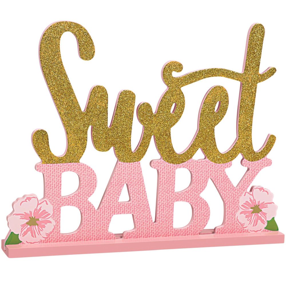 Floral Sweet Baby Girl Fiberboard Stand Up Sign: Party at Lewis Elegant ...