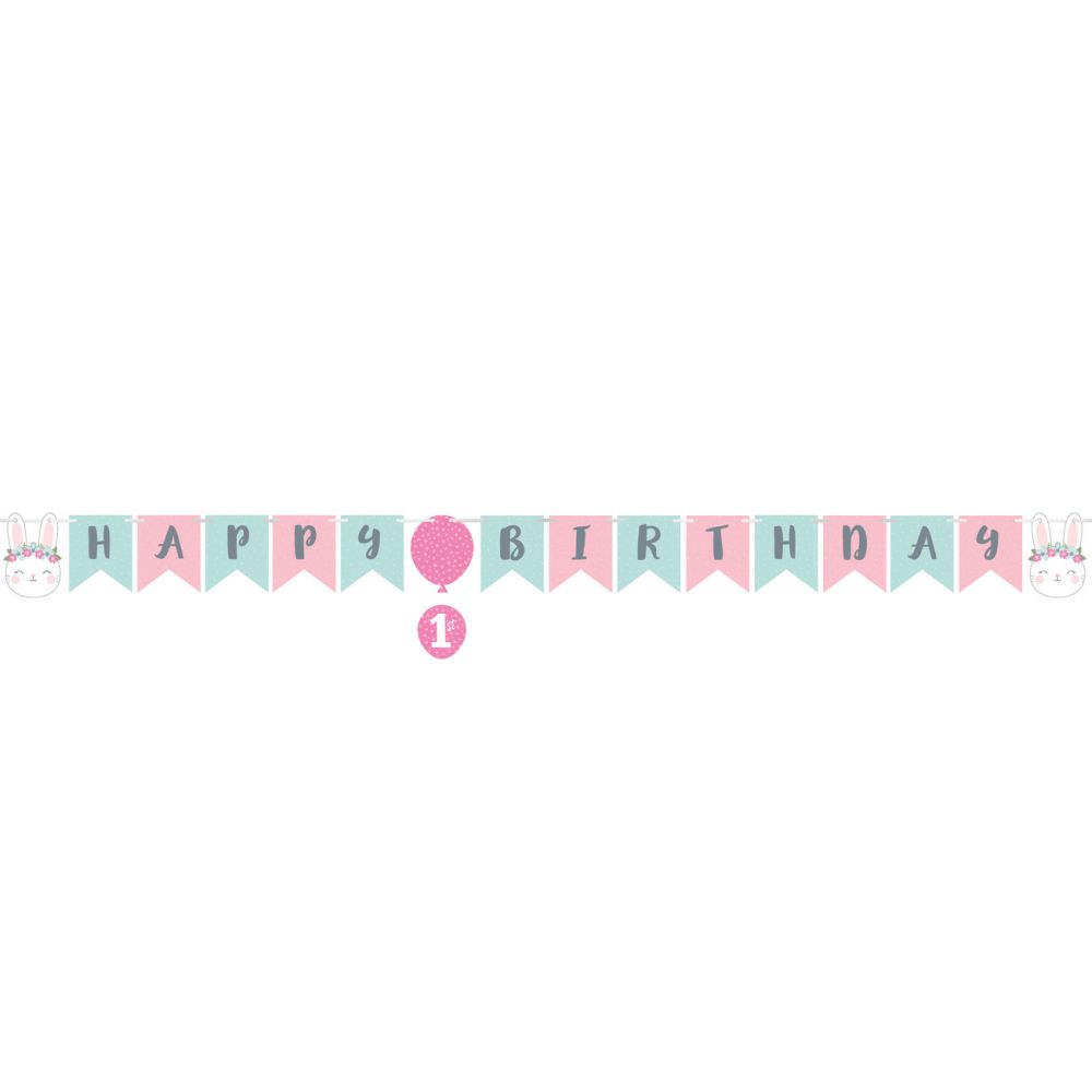 Birthday Bunny Shaped Banner with 1st Birthday Attachment: Party at ...