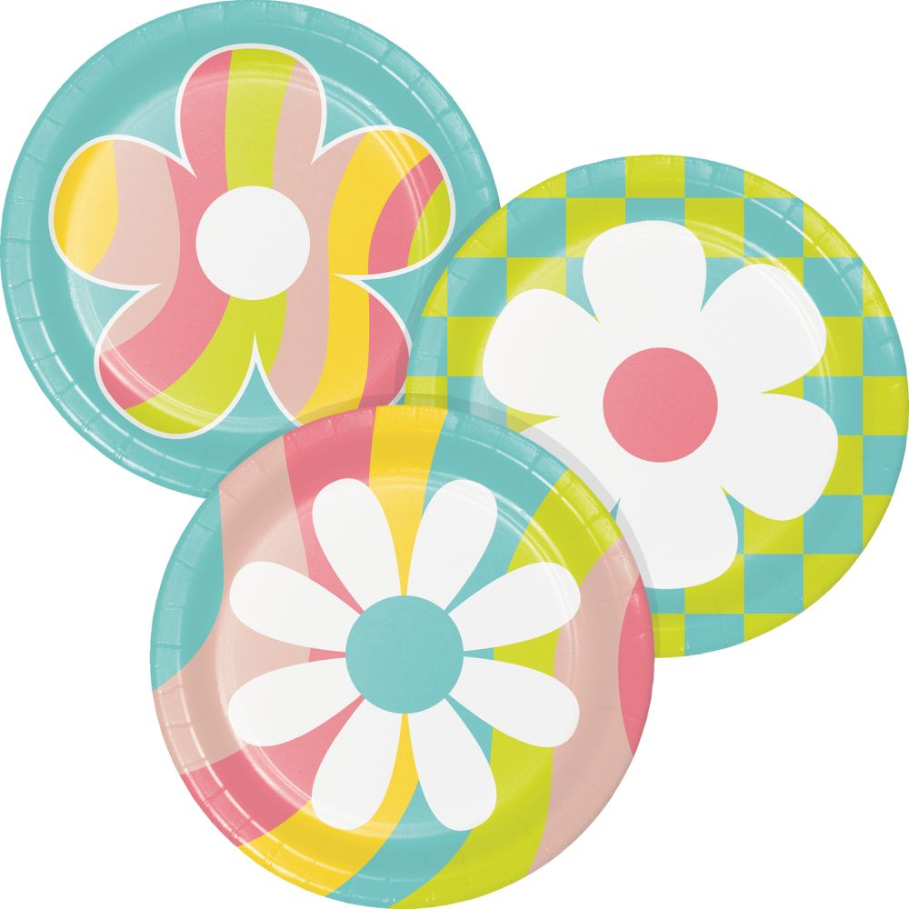 Flower Power 7-inch Plates: Party at Lewis Elegant Party Supplies ...