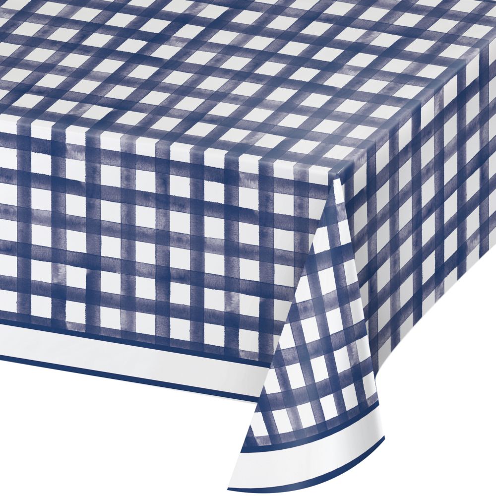 Dolly Navy Blue Gingham Paper Tablecloth: Party at Lewis Elegant Party ...