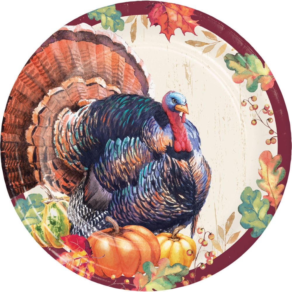 Thanksgiving Harvest Turkey 9-inch Plates: Party at Lewis Elegant Party ...