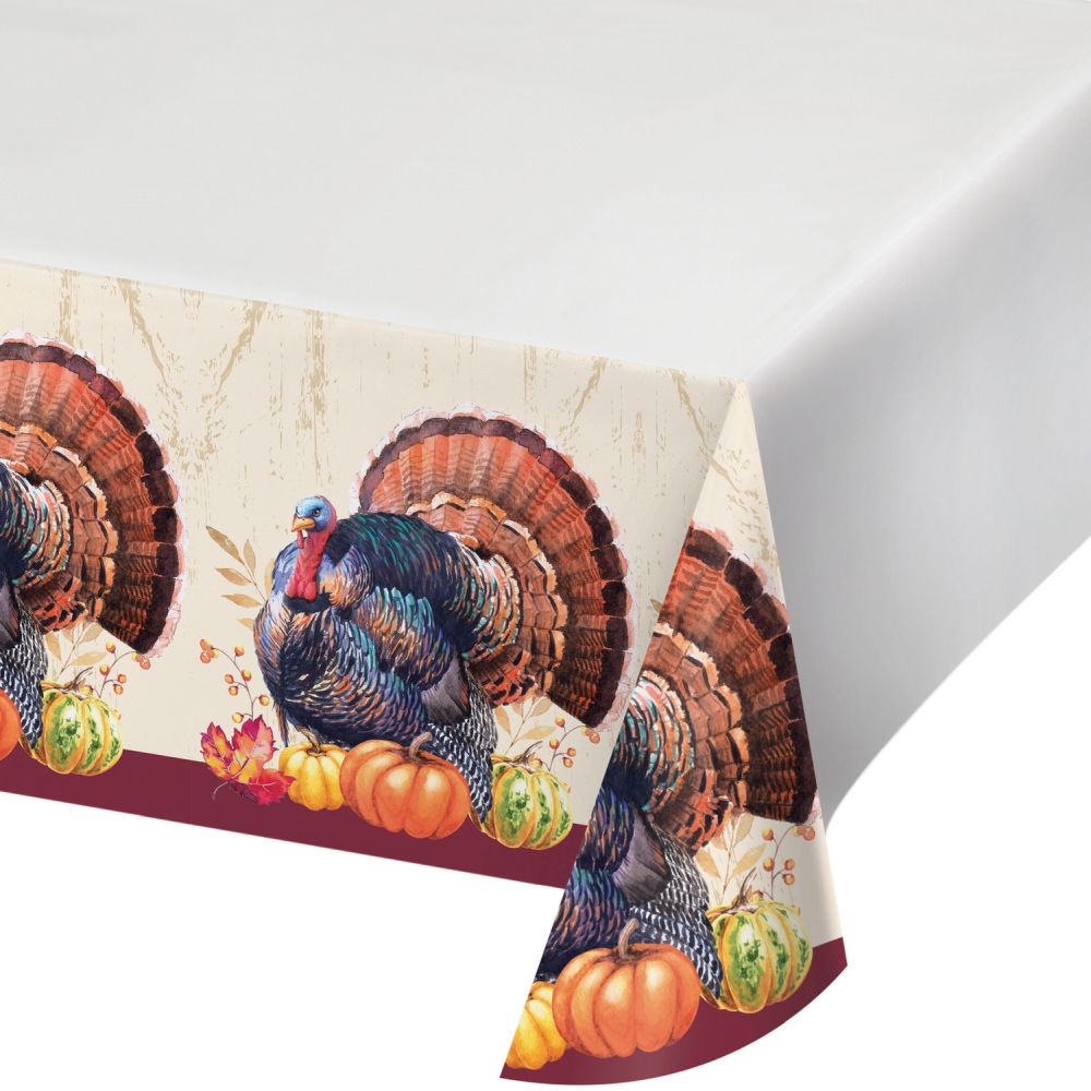 Thanksgiving Harvest Turkey Paper Tablecloth: Party at Lewis Elegant ...