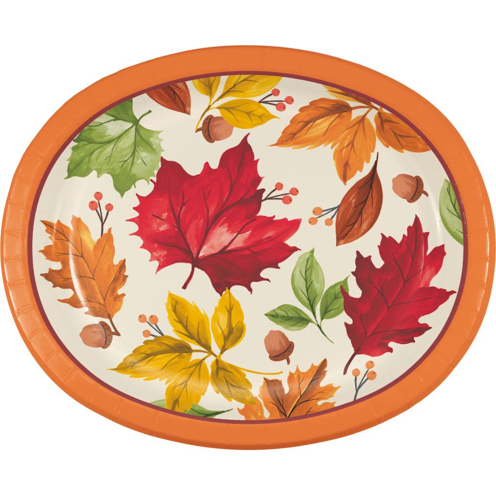 Fall Leaves 12-inch Oval Plates: Party at Lewis Elegant Party Supplies ...