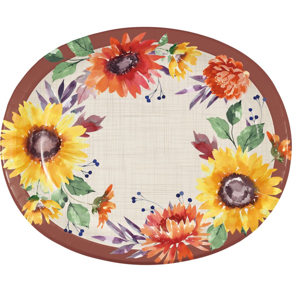 Fall Flowers 12-inch Oval Plates: Party at Lewis Elegant Party Supplies ...