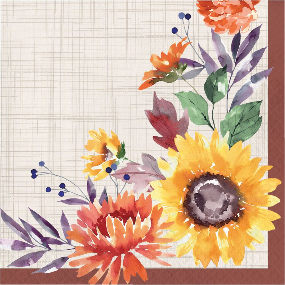 Fall Flowers Lunch Napkins: Party at Lewis Elegant Party Supplies ...