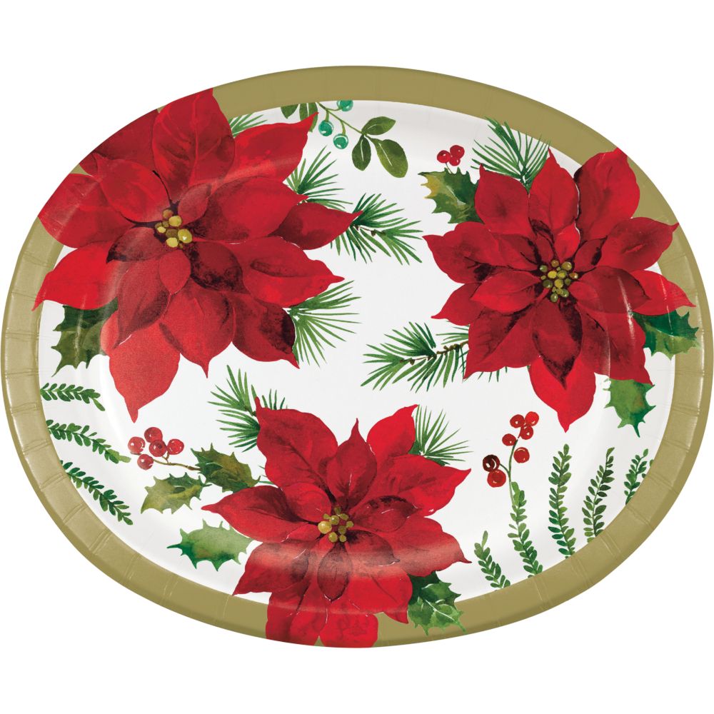 Posh Poinsettia 12-inch Oval Plates: Party at Lewis Elegant Party ...