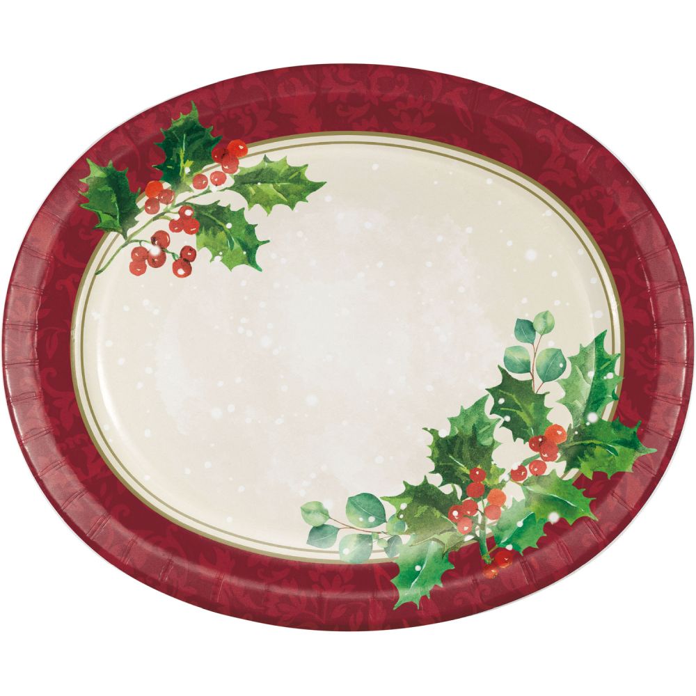 Holiday Holly 12-inch Oval Plates: Party at Lewis Elegant Party ...