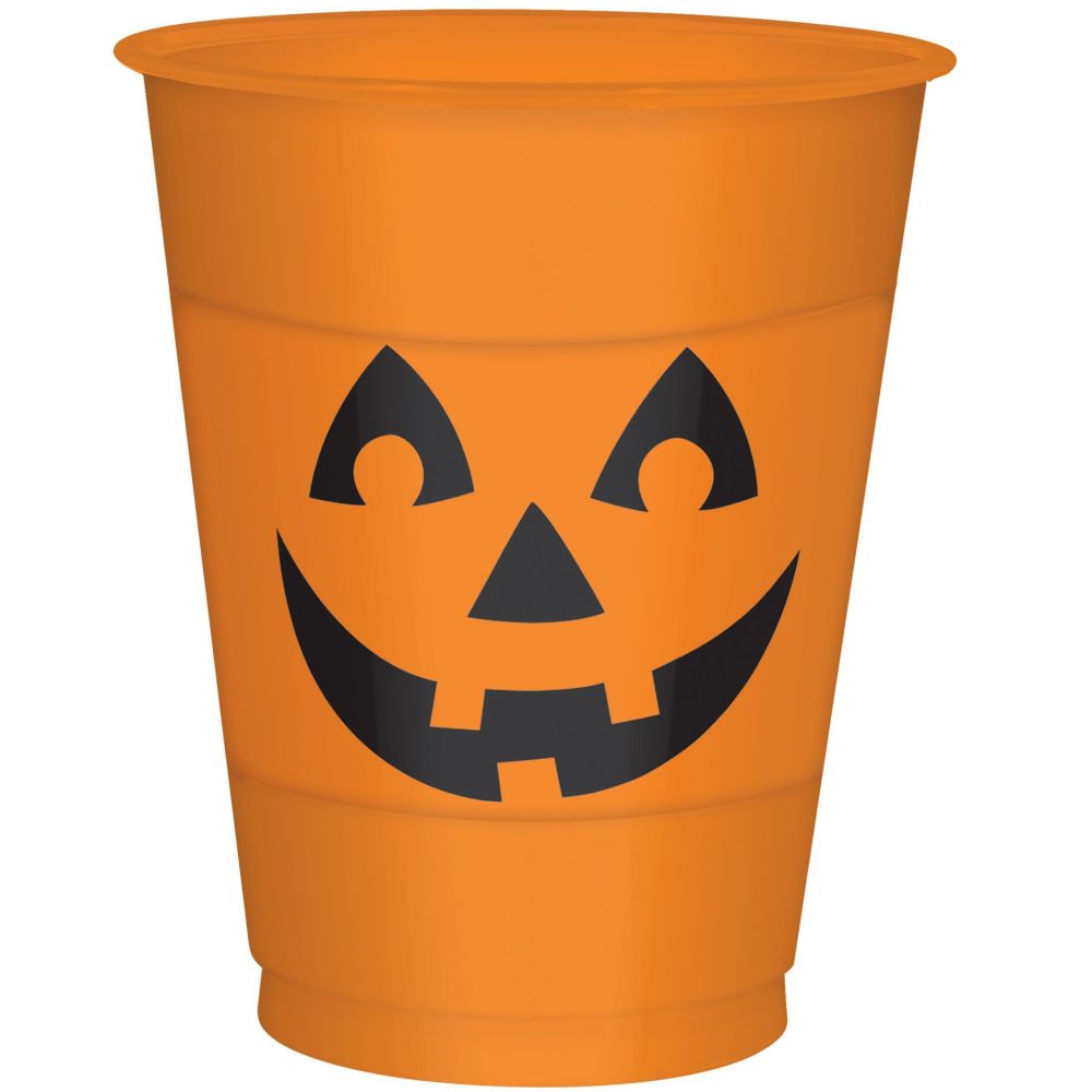 Pumpkin Face 16 oz Plastic Cups: Party at Lewis Elegant Party Supplies ...