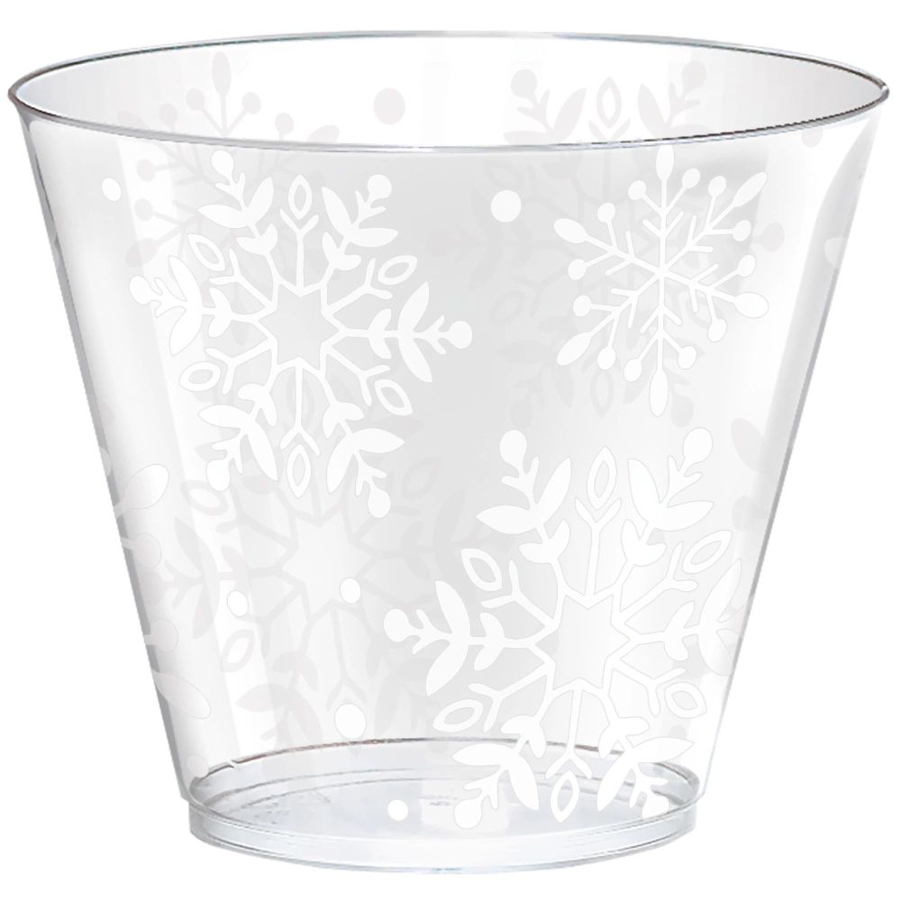 Snowflakes 9 oz Plastic Squat Glasses: Party at Lewis Elegant Party ...