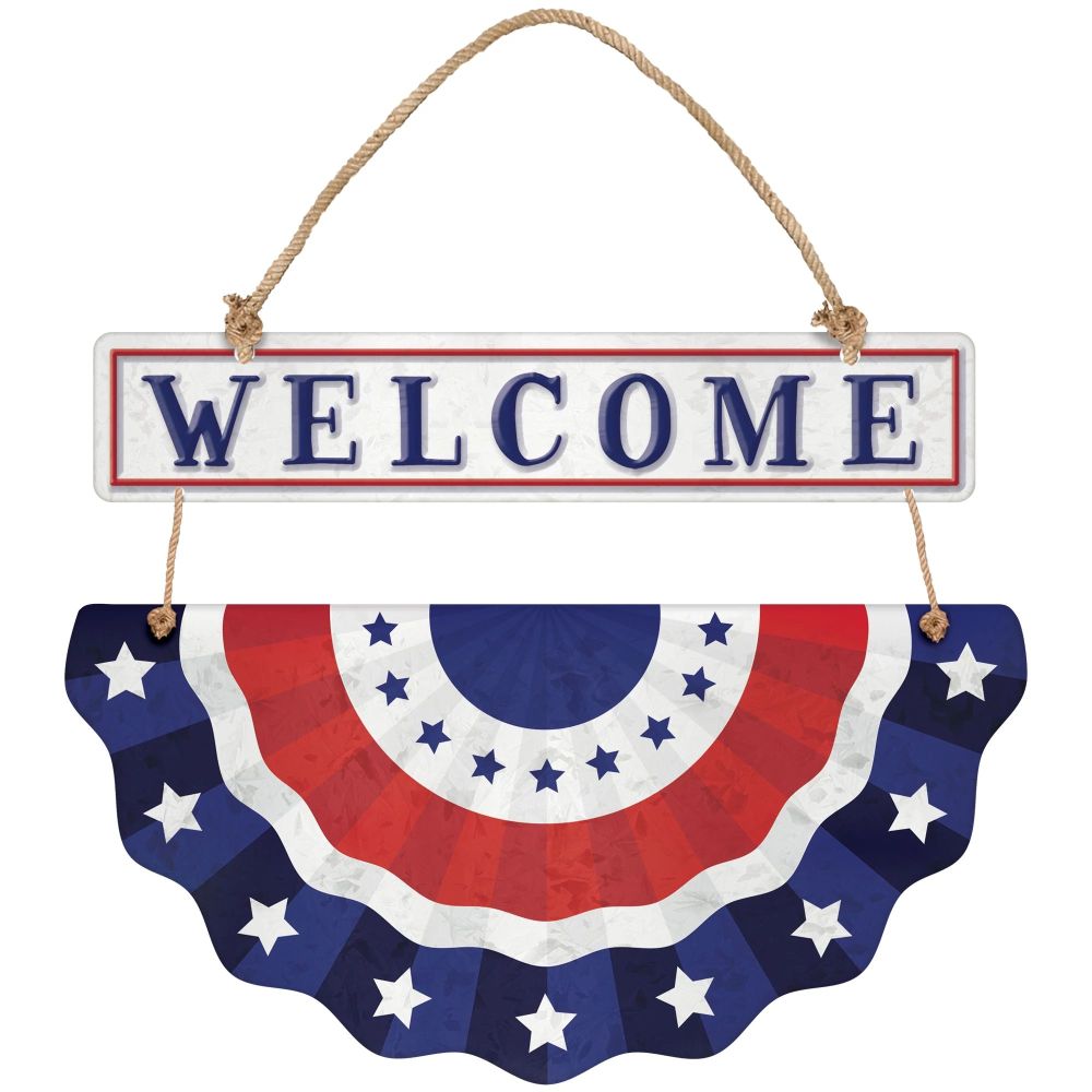 Patriotic Welcome Bunting Metal Sign: Party at Lewis Elegant Party ...