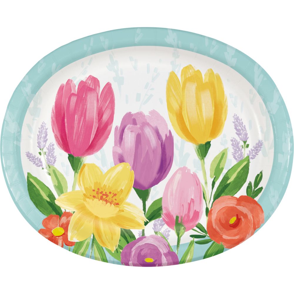 Tulip Blooms 12-inch Oval Plates: Party at Lewis Elegant Party Supplies ...