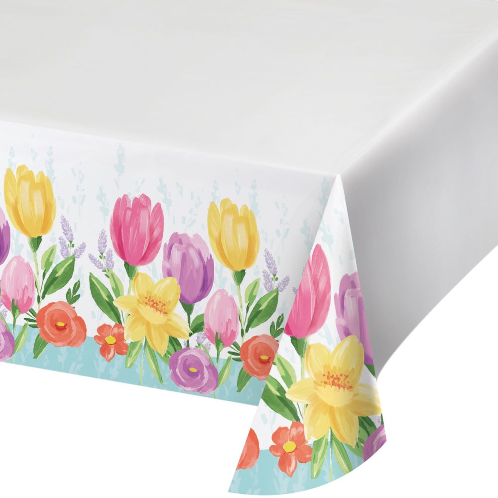 Tulip Blooms Paper Tablecloth: Party at Lewis Elegant Party Supplies ...