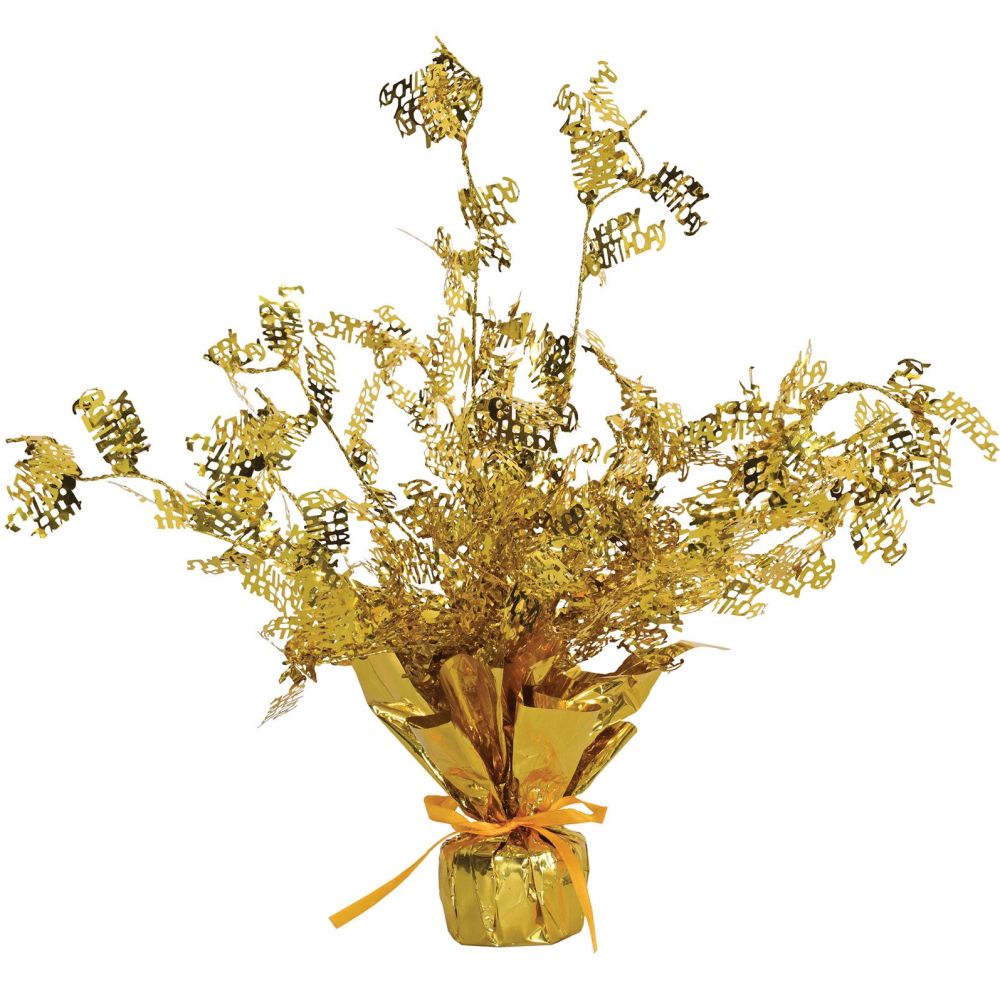 Happy Birthday Gold Gleam 'N Burst Centerpiece: Party at Lewis Elegant ...