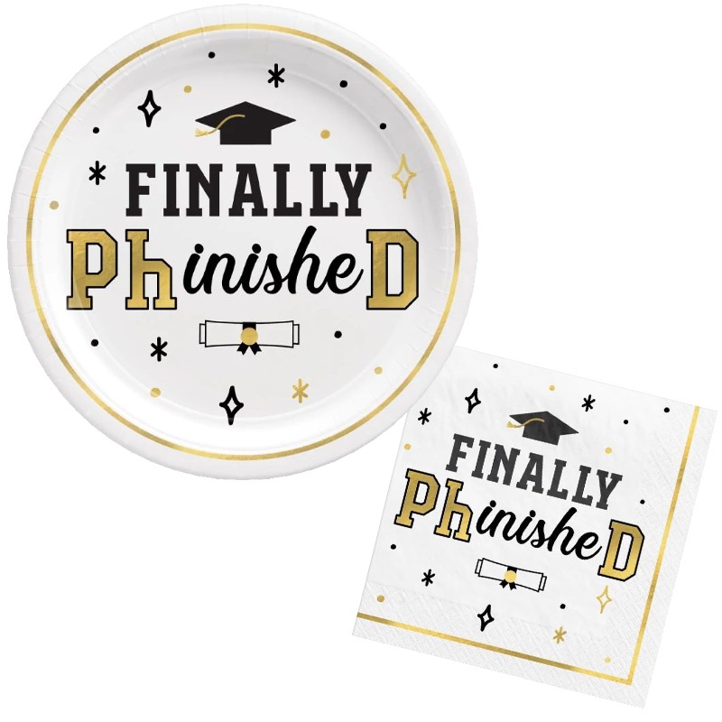 College Graduation Finally PHinisheD Paper Plates and Napkins Value ...