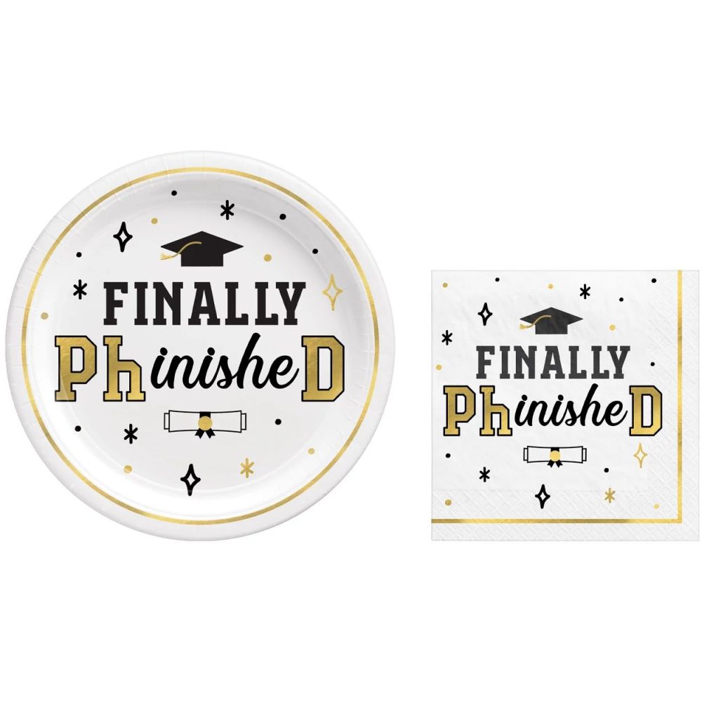 College Graduation Finally PHinisheD Paper Plates and Napkins Value ...