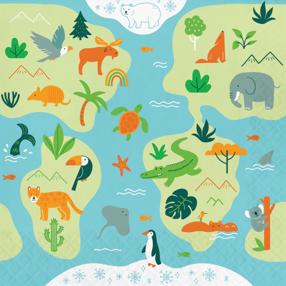 World Adventure Lunch Napkins: Party at Lewis Elegant Party Supplies ...