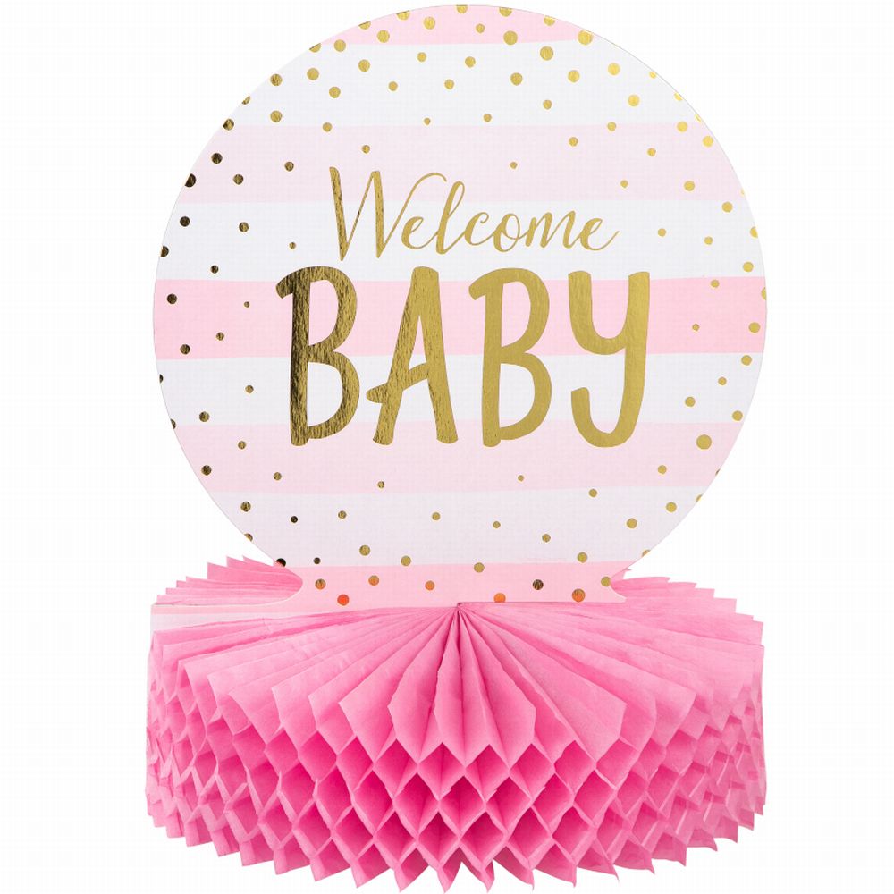 Welcome Baby Girl Honeycomb Centerpiece: Party at Lewis Elegant Party ...