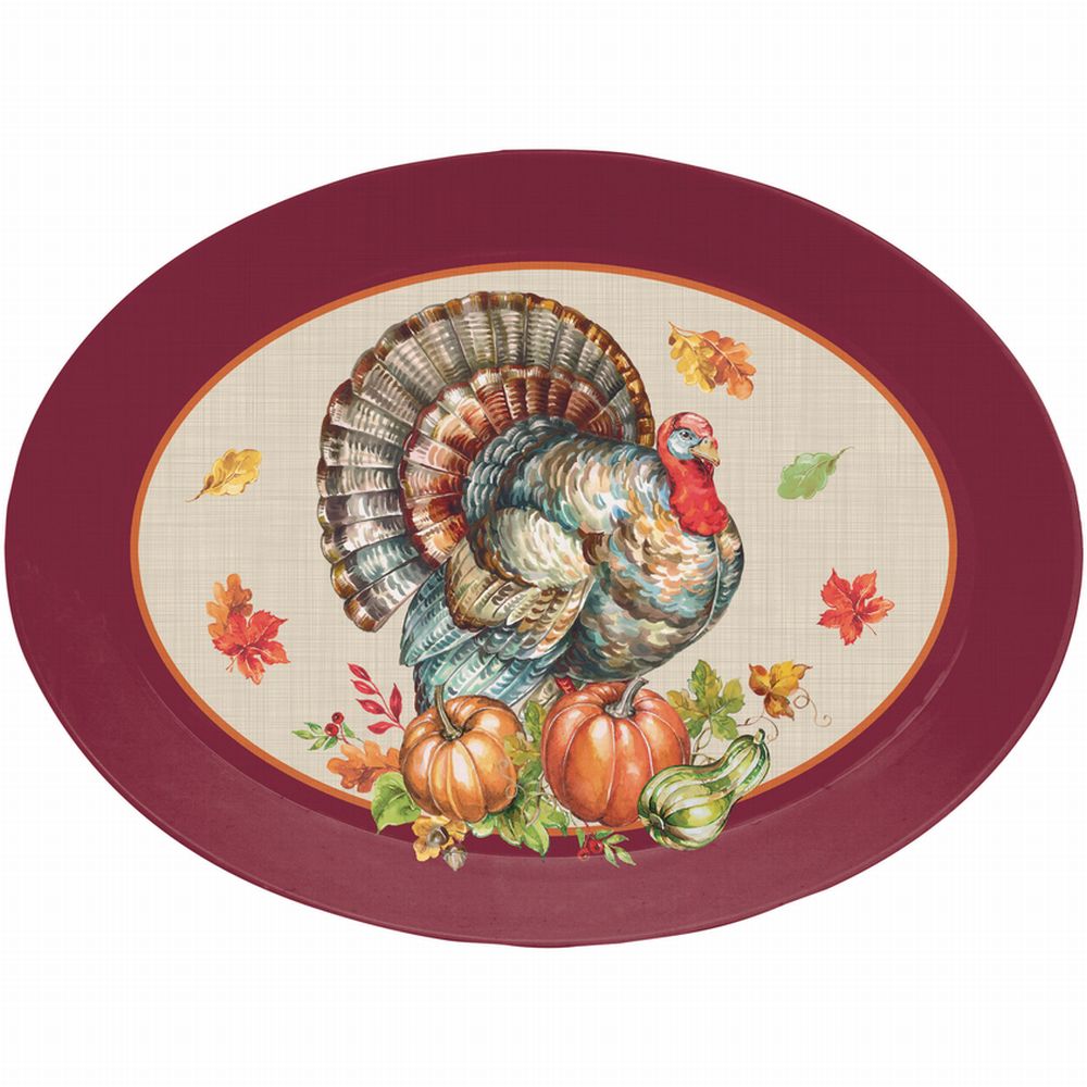 Thanksgiving Turkey Oval Plastic Serving Tray: Party at Lewis Elegant ...