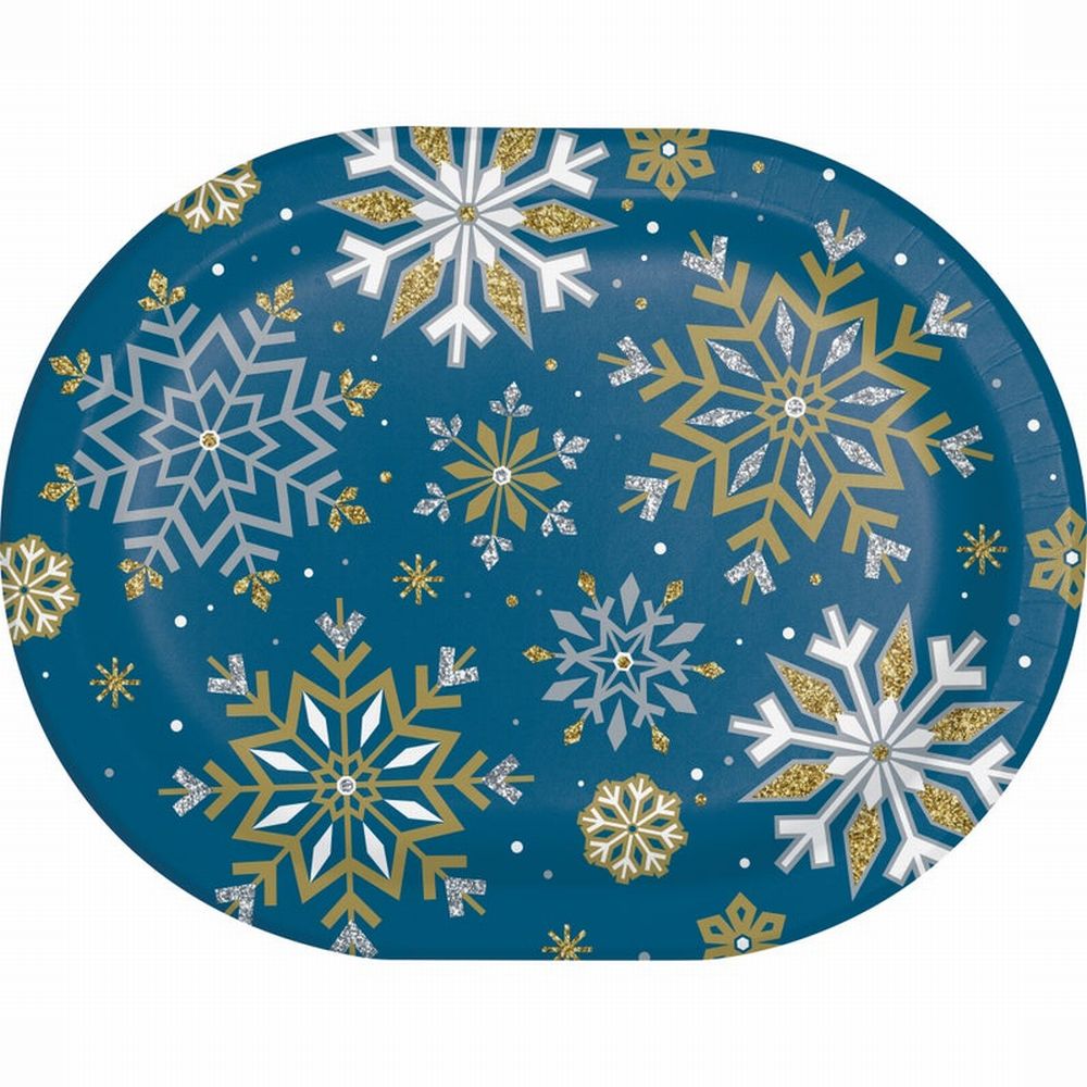 Whimsical Winter Snowflakes 12-inch Oval Plates: Party at Lewis Elegant ...
