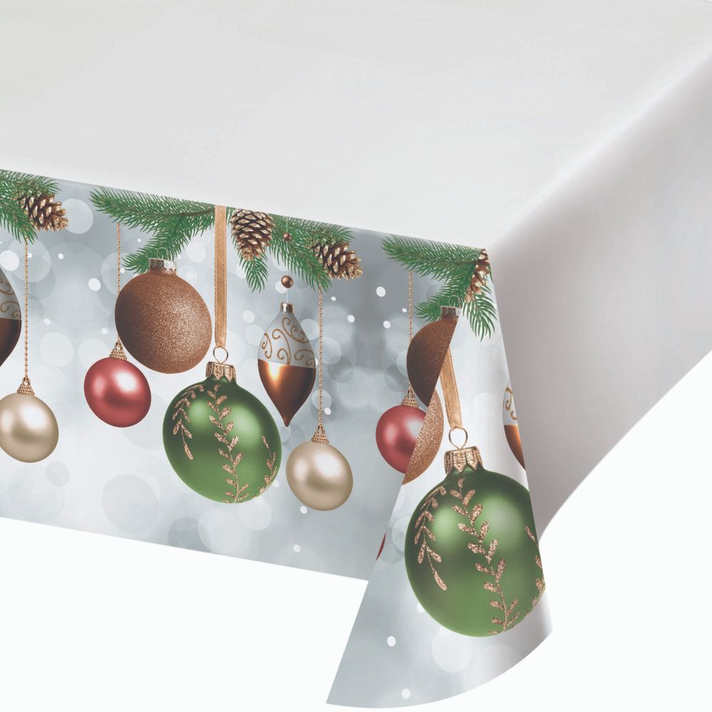 Dazzling Christmas Ornaments Paper Tablecloth: Party at Lewis Elegant ...
