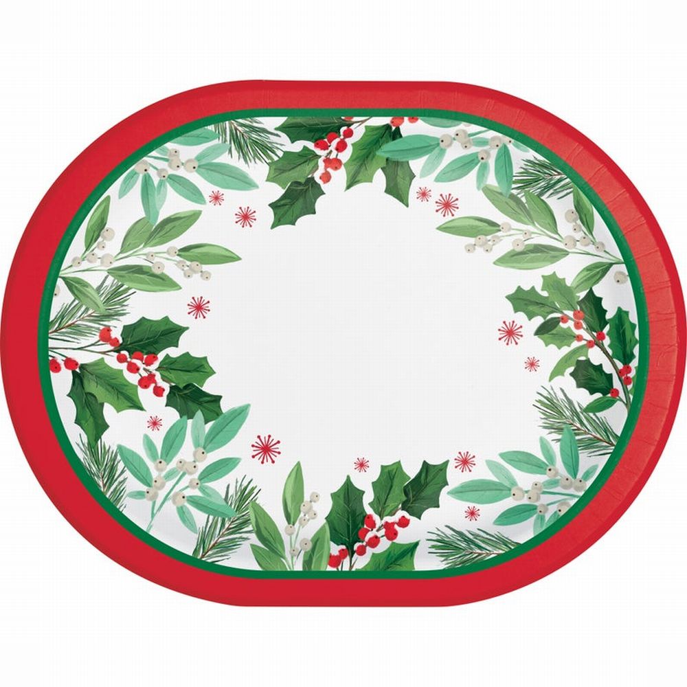 Holly Jolly Christmas 12-inch Oval Plates: Party at Lewis Elegant Party ...