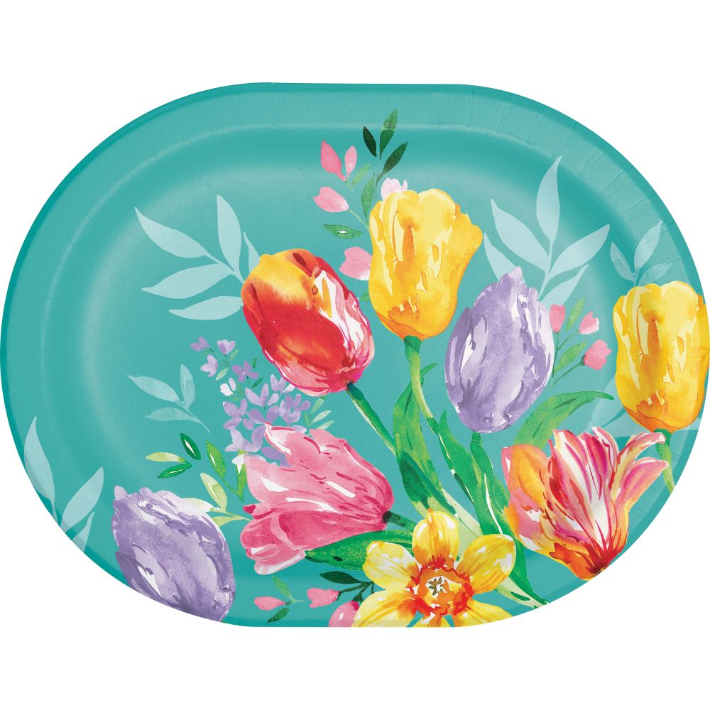 Beautiful Tulip Blooms 12-inch Oval Plates: Party at Lewis Elegant ...