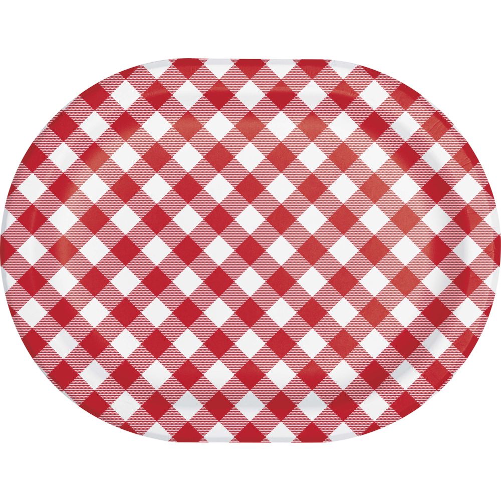 Classic Red Gingham 12-inch Oval Plates: Party at Lewis Elegant Party ...