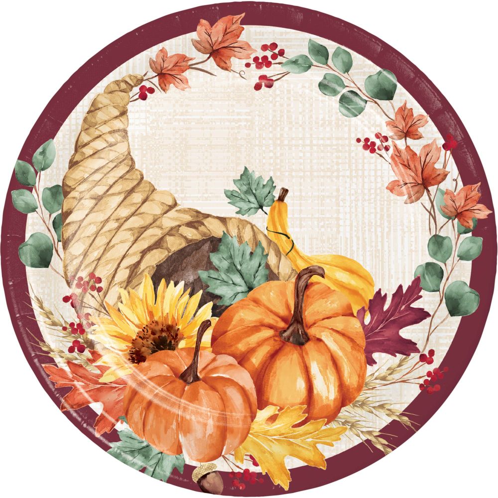 Fall Feast 9-inch Plates: Party at Lewis Elegant Party Supplies ...