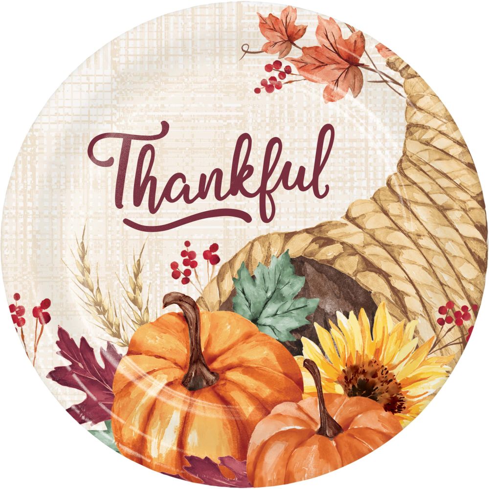 Fall Feast Thankful 7-inch Plates: Party at Lewis Elegant Party ...