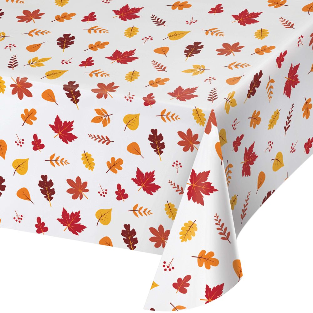 Fall Leaves All Over Print Plastic Tablecloth: Party at Lewis Elegant ...