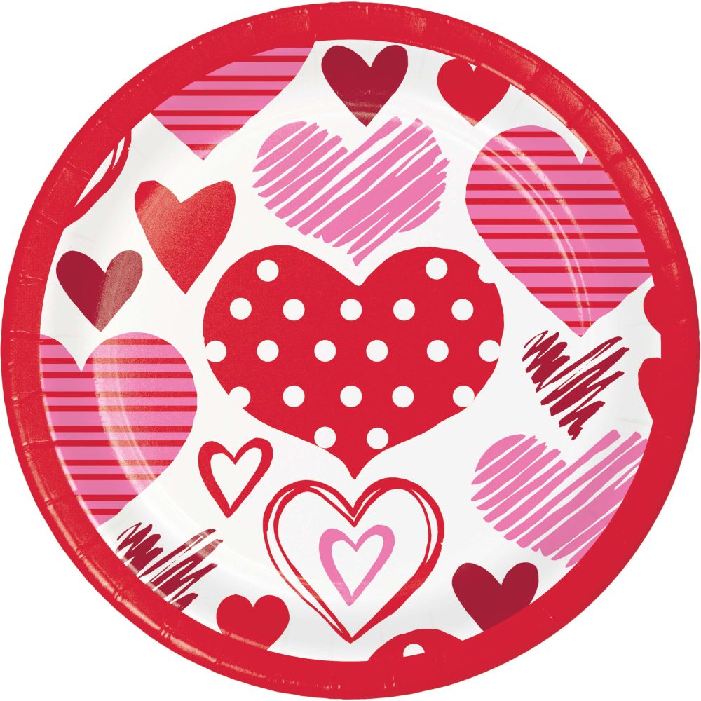 Joyful Hearts 7-inch Plates: Party at Lewis Elegant Party Supplies ...